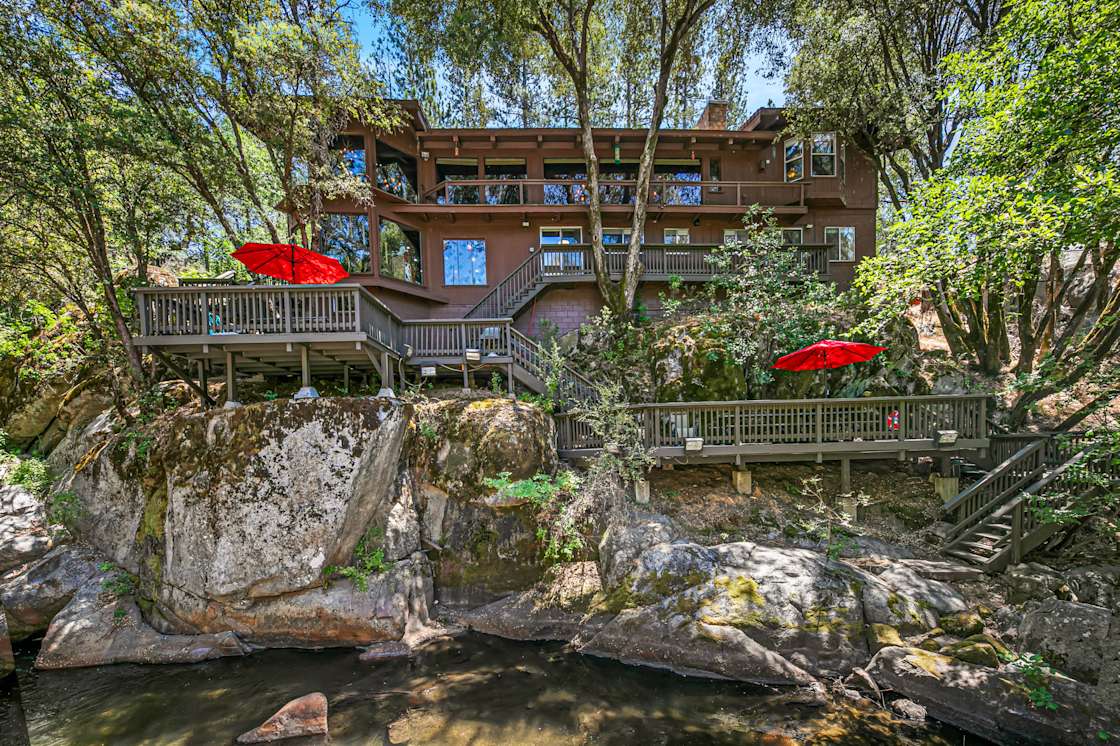 Private Riverfront Resort Pool Spa - Hipcamp in Oakhurst, California
