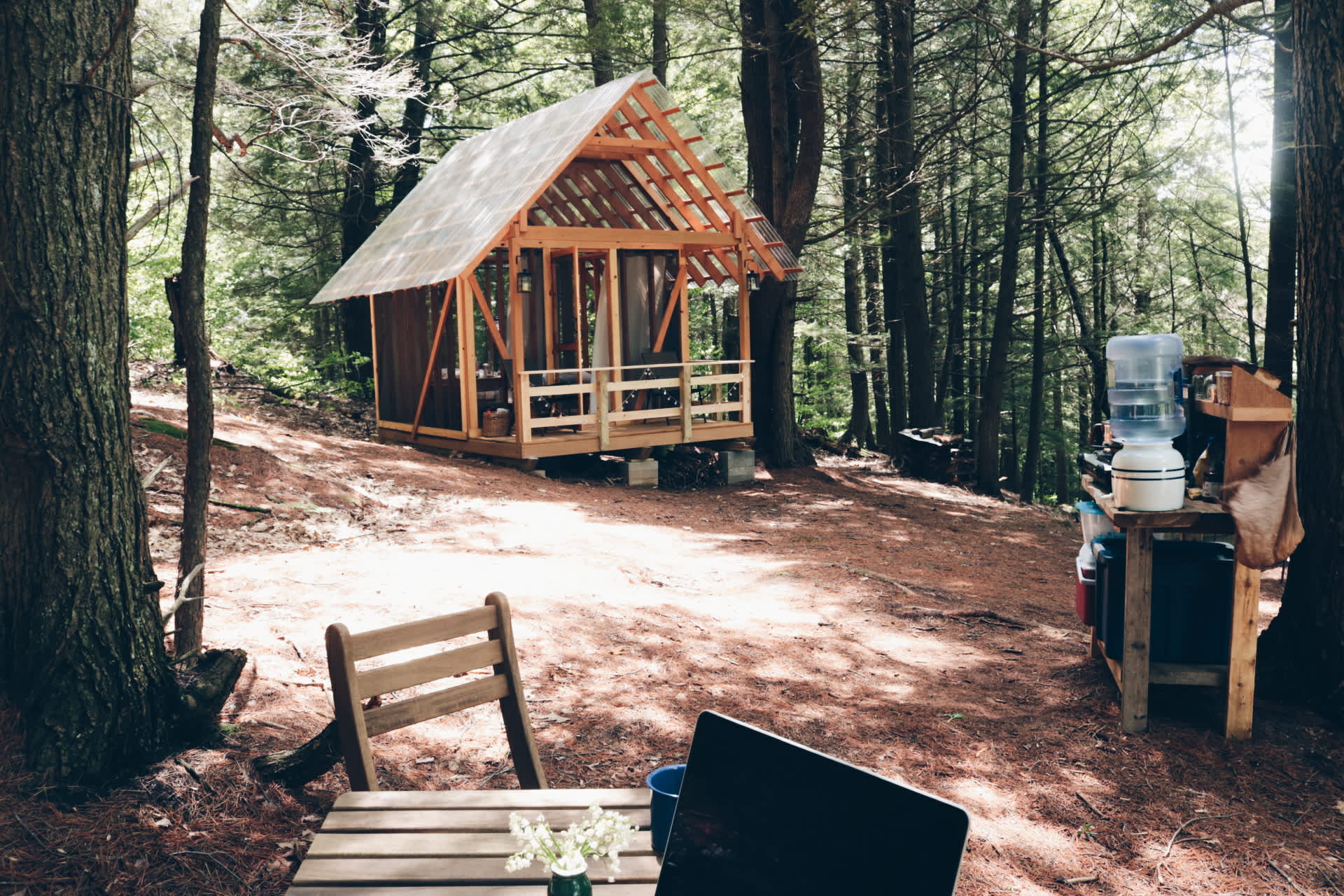 Tiny Cabin Glamping & hot tub - Hipcamp in Brookline , Vermont