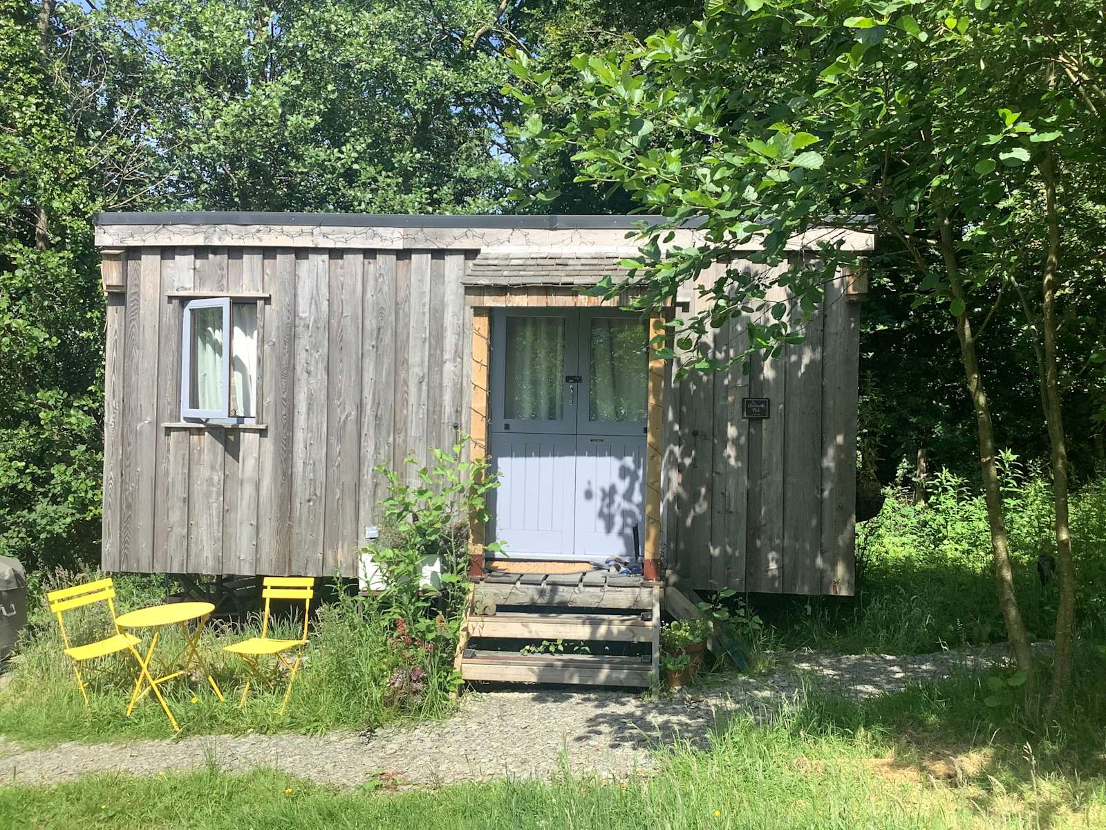 Private woodland Hut & kitchen deck - Hipcamp in , Wales